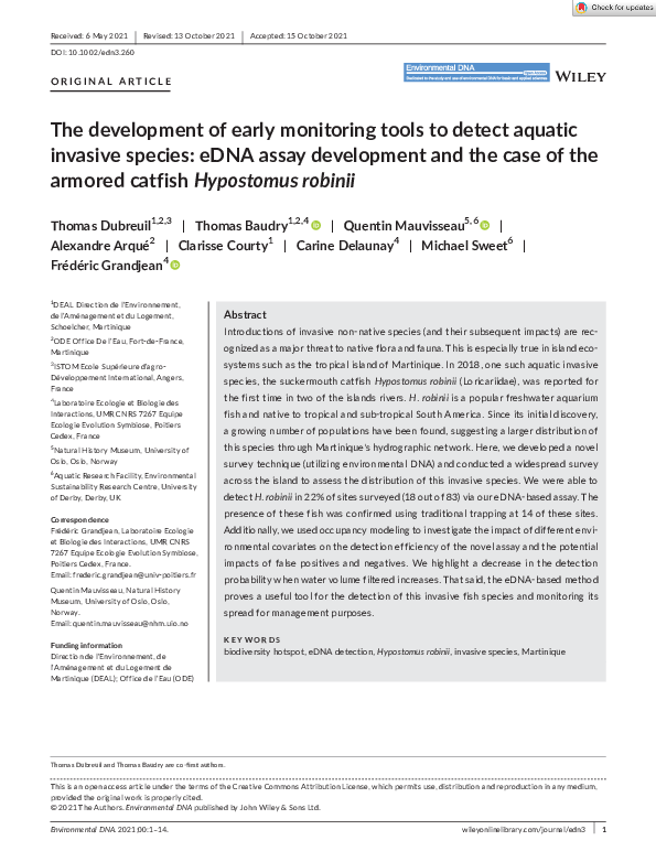 (PDF) The development of early monitoring tools to detect aquatic ...