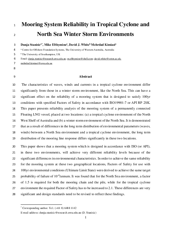 (PDF) Mooring system reliability in tropical cyclone and North Sea ...