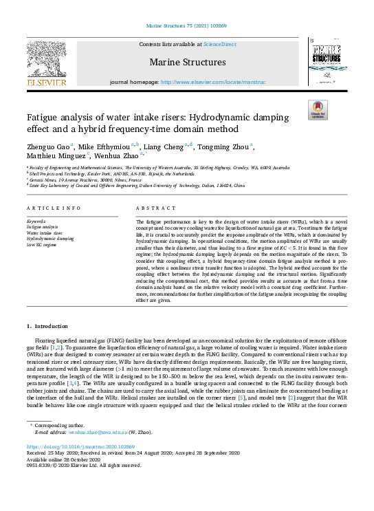 (PDF) Fatigue analysis of water intake risers: Hydrodynamic damping ...