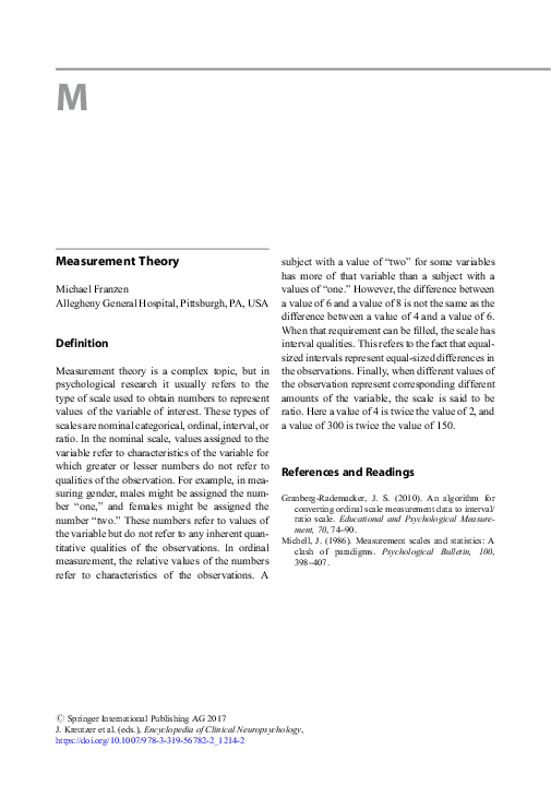 (PDF) Measurement Theory
