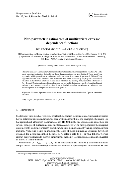 (PDF) Nonparametric Statistics