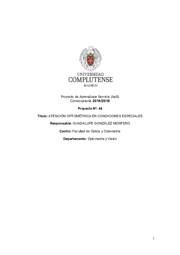 (PDF) Atención optométrica en condiciones especiales