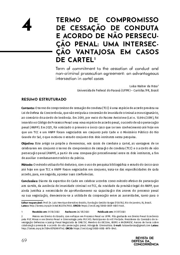 Pdf Termo De Compromisso De Cessação De Conduta E Acordo De Não