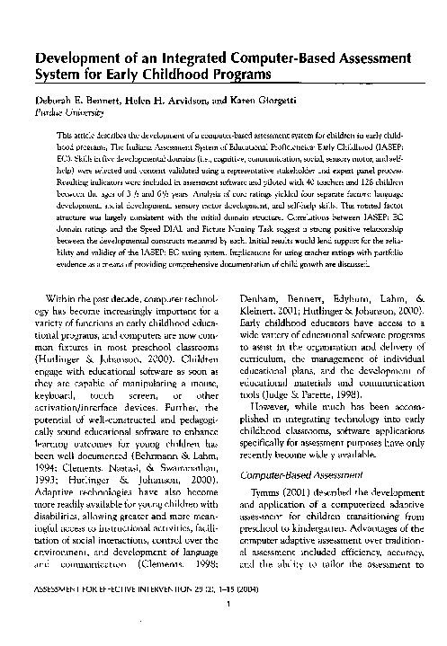 (PDF) Development of an Integrated Computer-Based Assessment System for ...