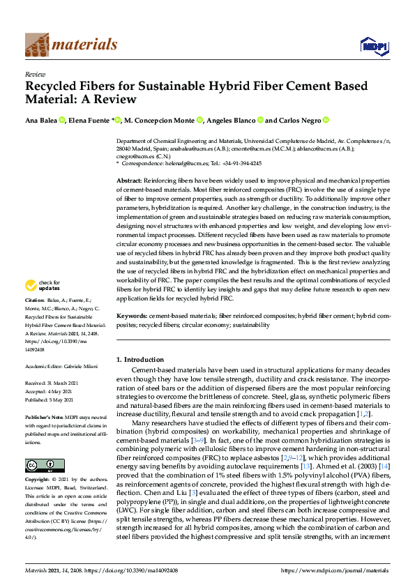 (PDF) Recycled Fibers for Sustainable Hybrid Fiber Cement Based ...