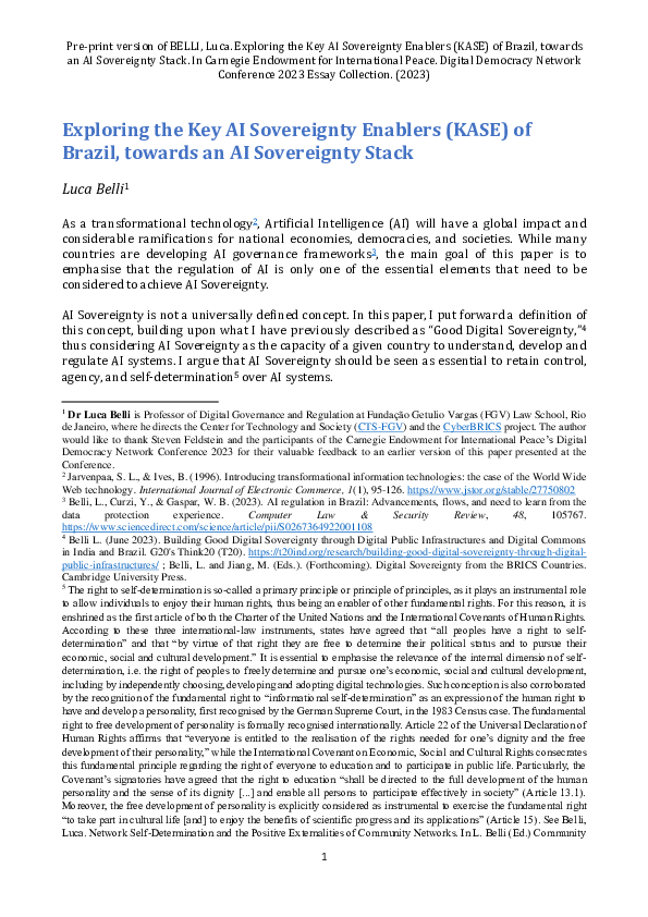 (PDF) Exploring the Key AI Sovereignty Enablers (KASE) of Brazil ...