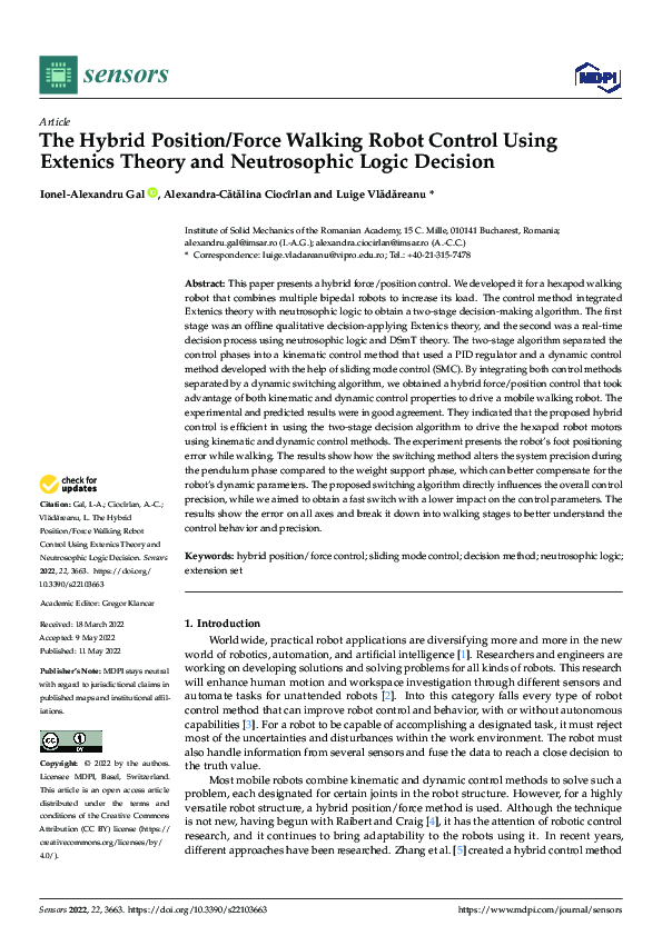 Pdf The Hybrid Position Force Walking Robot Control Using Extenics Theory And Neutrosophic