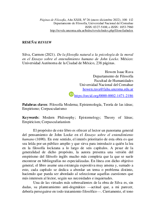(PDF) Rava Howen Isaac, “Silva, Carmen (2021). De la filosofía natural ...