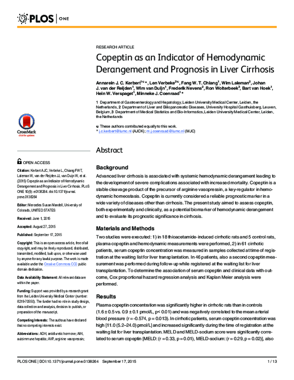 (PDF) Copeptin as an Indicator of Hemodynamic Derangement and Prognosis ...