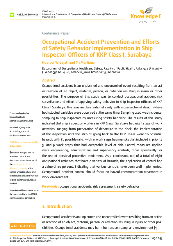 (PDF) Occupational Accident Prevention and Efforts of Safety Behavior ...