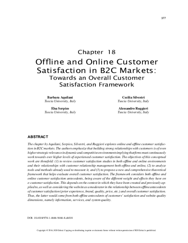(PDF) Offline and Online Customer Satisfaction in B2C Markets