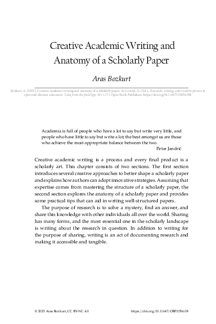 (PDF) Creative Academic Writing and Anatomy of a Scholarly Paper