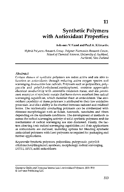 (PDF) Synthetic Polymers with Antioxidant Properties