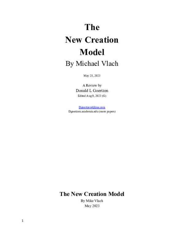 (DOC) The New Creation Model-a Critique