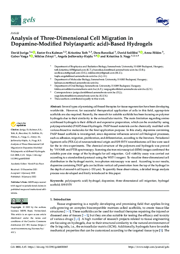 (PDF) Analysis of Three-Dimensional Cell Migration in Dopamine-Modified Poly(aspartic acid ...