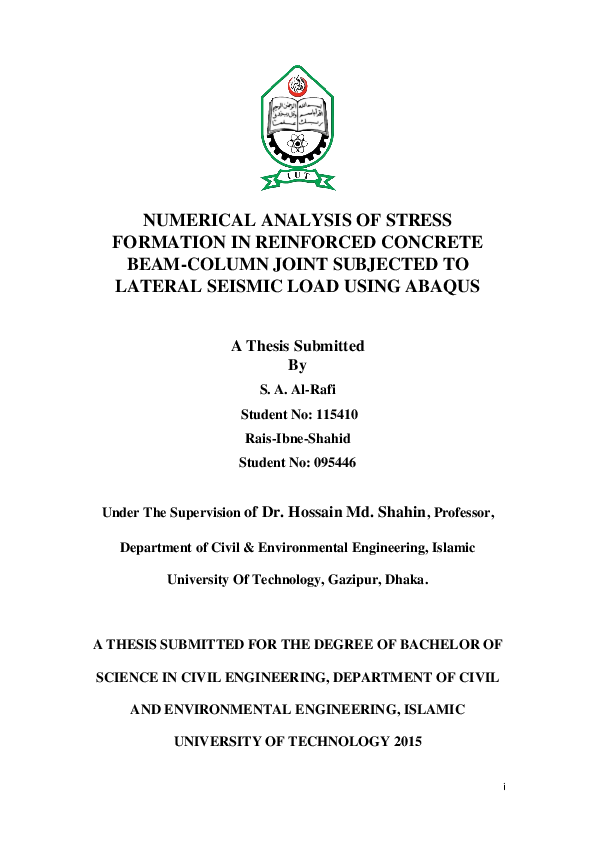 Pdf Numerical Analysis Of Stress Formation In Reinforced Concrete