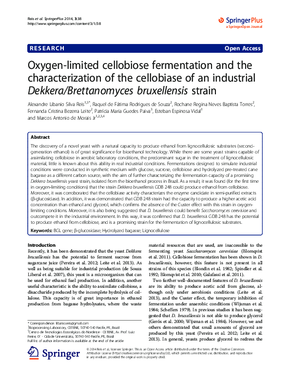 (PDF) Oxygen-limited cellobiose fermentation and the characterization ...