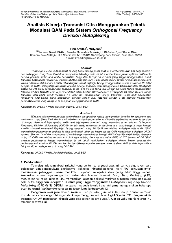 (PDF) Analisis Kinerja Transmisi Citra Menggunakan Teknik Modulasi Qam ...