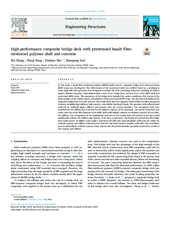 (PDF) High-performance composite bridge deck with prestressed basalt ...