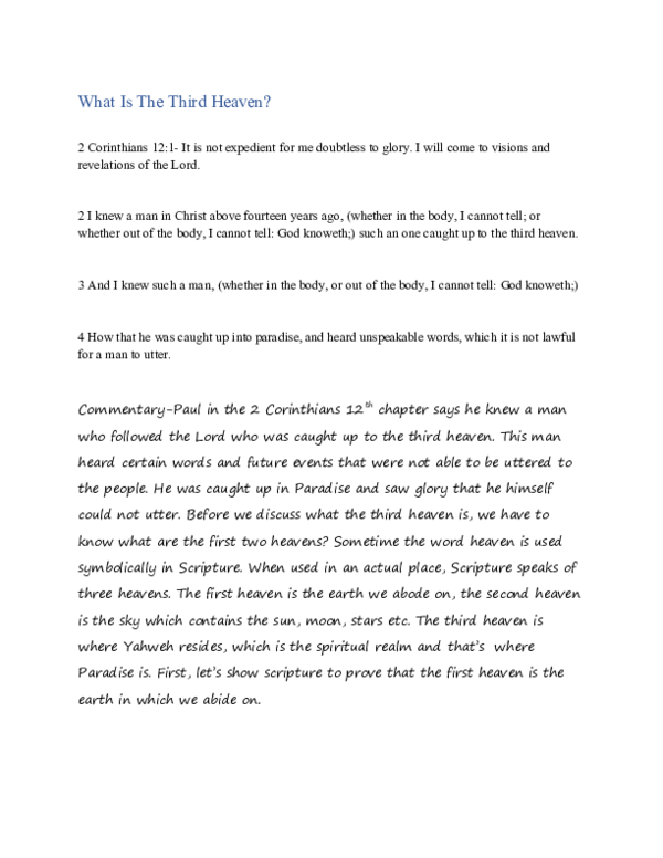 (DOC) What Is The Third Heaven
