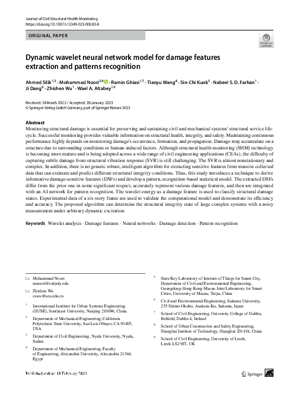 (PDF) Dynamic wavelet neural network model for damage features extraction and patterns recognition