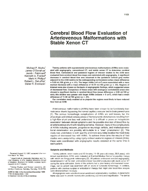 (PDF) Cerebral blood flow evaluation of arteriovenous malformations ...