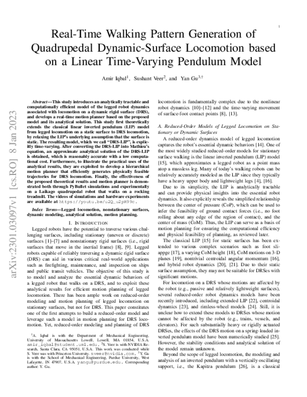 (PDF) Real-Time Walking Pattern Generation of Quadrupedal Dynamic ...