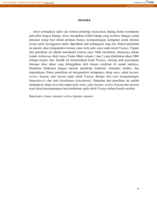 (PDF) Analisis Konsep Amae Pada Tokoh Yuzuyu Dalam Manga Aishiteruze Baby
