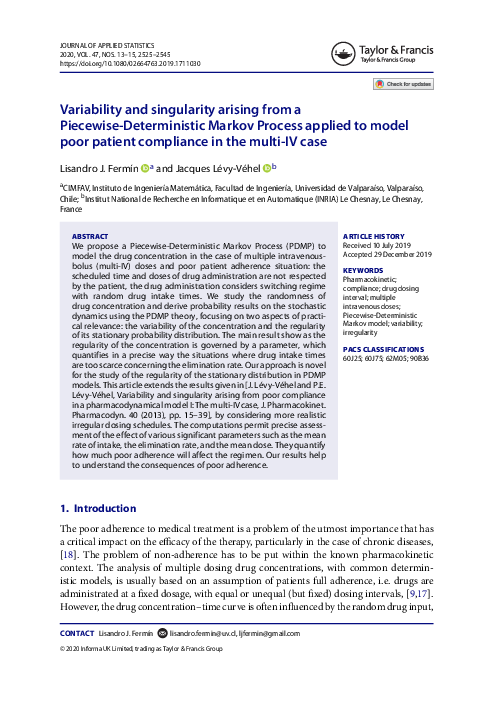 Pdf Variability And Singularity Arising From A Piecewise Deterministic Markov Process Applied