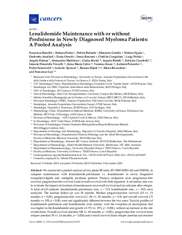 (PDF) Lenalidomide Maintenance with or without Prednisone in Newly ...