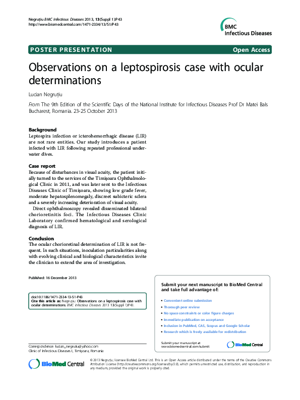 (PDF) Observations on a leptospirosis case with ocular determinations