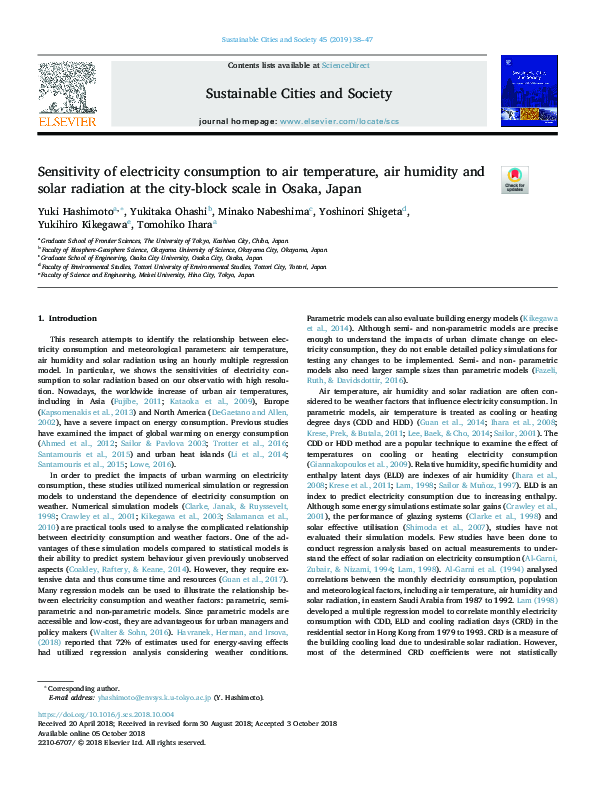 (PDF) Sensitivity of electricity consumption to air temperature, air ...