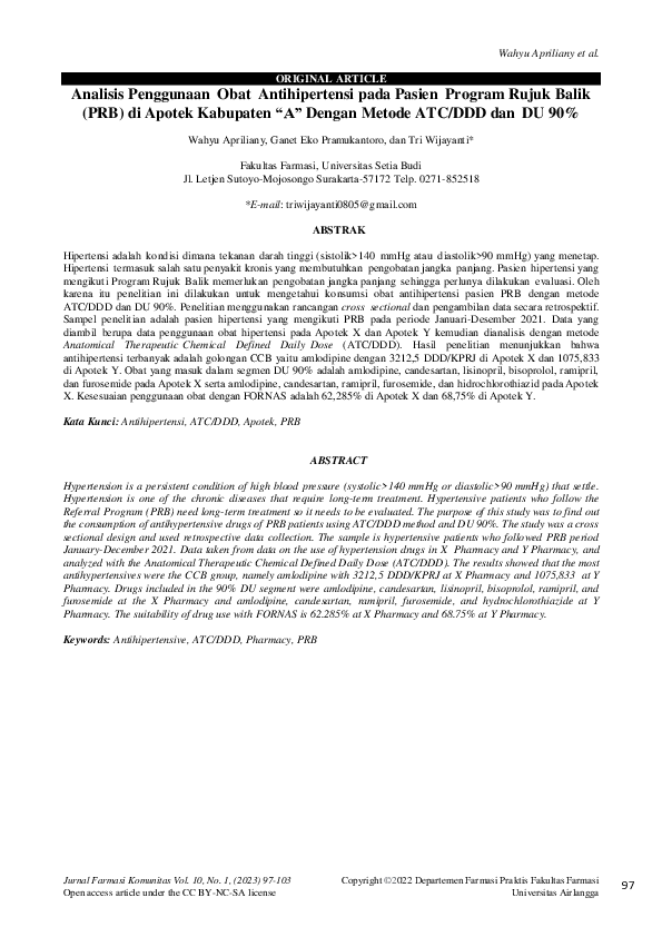 (PDF) Analisis Penggunaan Obat Antihipertensi pada Pasien Program Rujuk ...