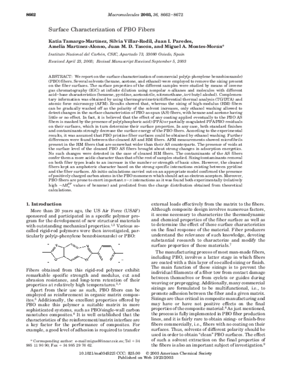 (PDF) Surface Characterization of PBO Fibers