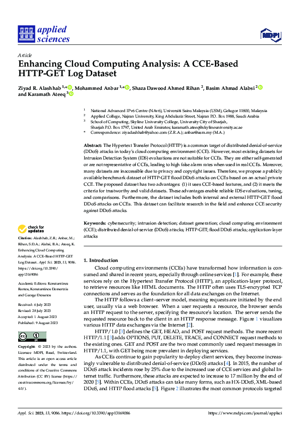 (PDF) Enhancing Cloud Computing Analysis: A CCE-Based HTTP-GET Log Dataset