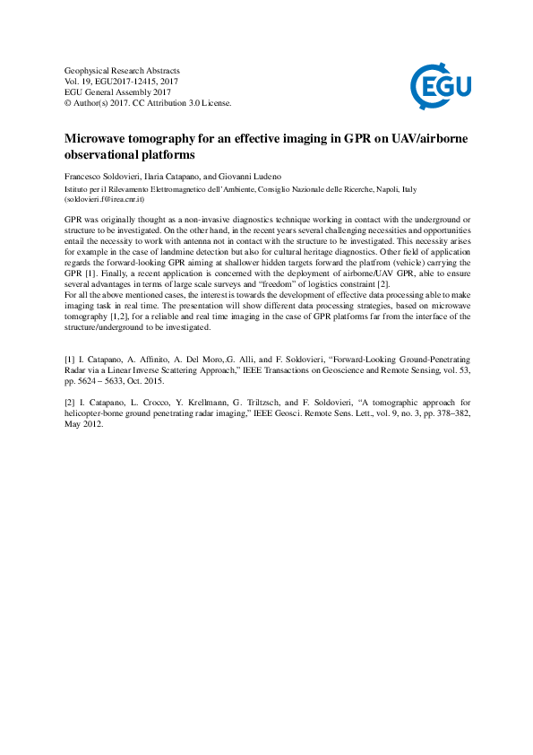(PDF) Microwave tomography for an effective imaging in GPR on UAV ...