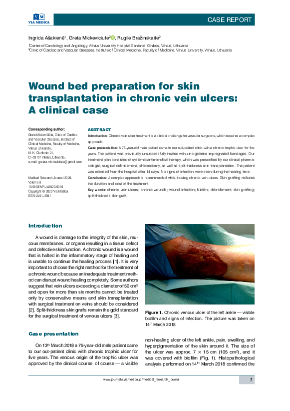 (PDF) Wound bed preparation for skin transplantation in chronic vein ...