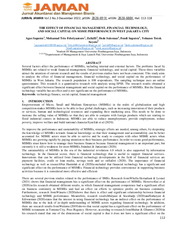 (PDF) The Effect of Financial Management, Financial Technology, and ...