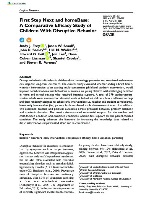 (PDF) First Step Next and homeBase: A Comparative Efficacy Study of ...