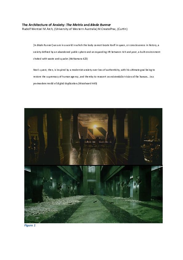 (PDF) The Architecture of Anxiety The Matrix and Blade Runner Rudolf ...
