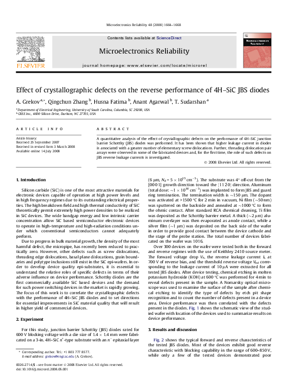 (PDF) Effect of crystallographic defects on the reverse performance of 4H–SiC JBS diodes | ANANT ...