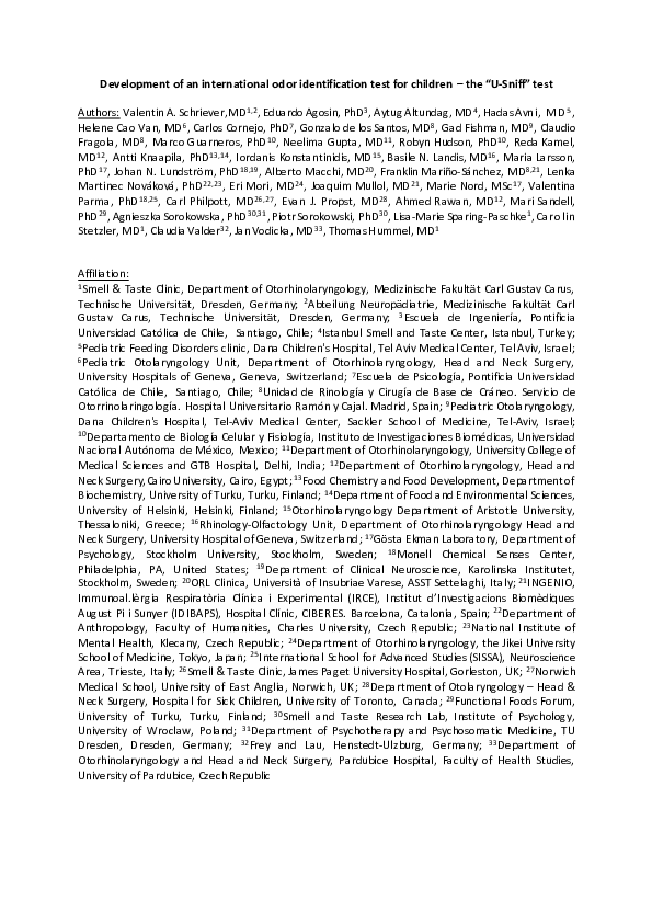 (PDF) Development of an International Odor Identification Test for ...