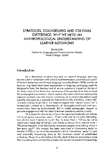 (PDF) Strategies, counselling and cultural difference: why we need an anthropological ...