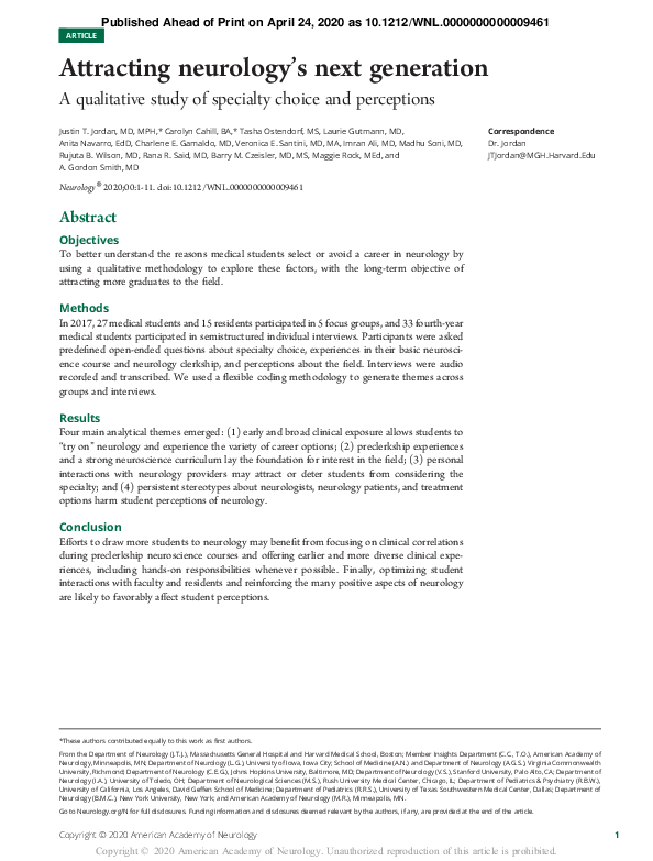 (PDF) Attracting neurology's next generation