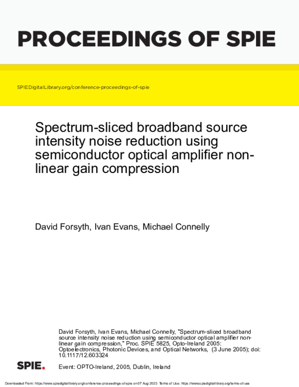 (PDF) Spectrum-sliced broadband source intensity noise reduction using semiconductor optical ...