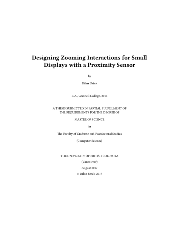 (PDF) Designing zooming interactions for small displays with a proximity sensor