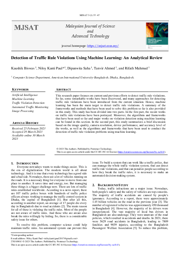 Pdf Traffic Rule Violation Detection A Review