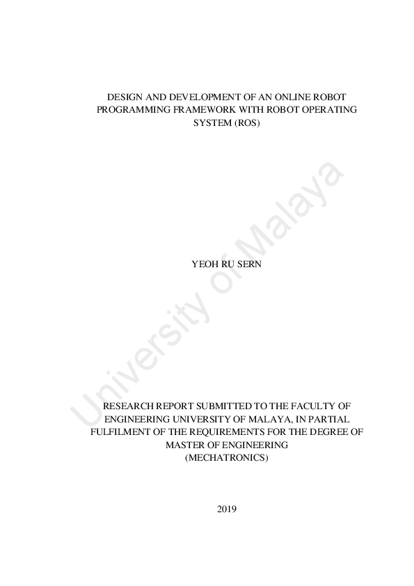 Pdf Design And Development Of An Online Robot Programming Framework With Robot Operating