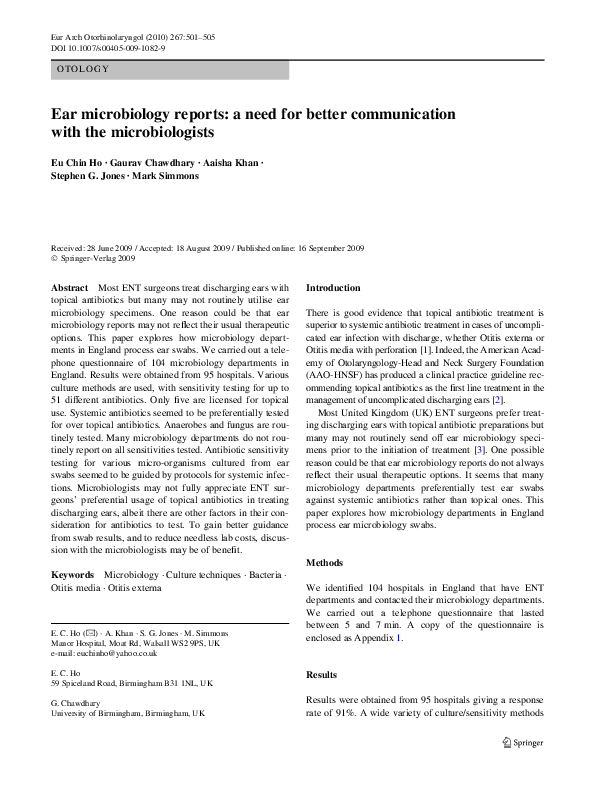 (PDF) Ear microbiology reports: a need for better communication with ...