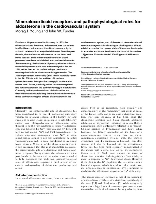 Mineralocorticoid receptors and pathophysiological roles for ...